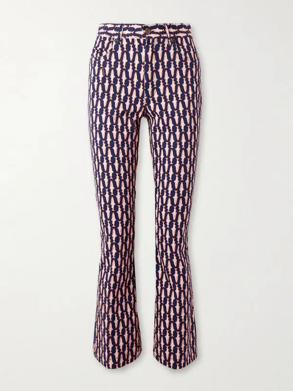La DoubleJ Cropped Flared Jeans In Fish Print - Multi