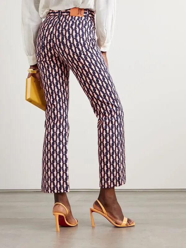 La DoubleJ Cropped Flared Jeans In Fish Print