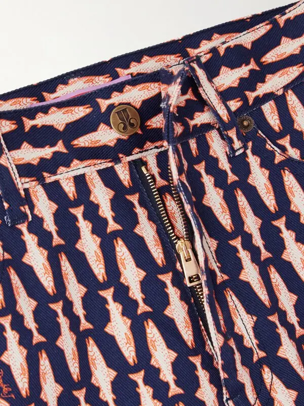 La DoubleJ Cropped Flared Jeans In Fish Print