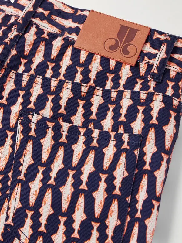 La DoubleJ Cropped Flared Jeans In Fish Print