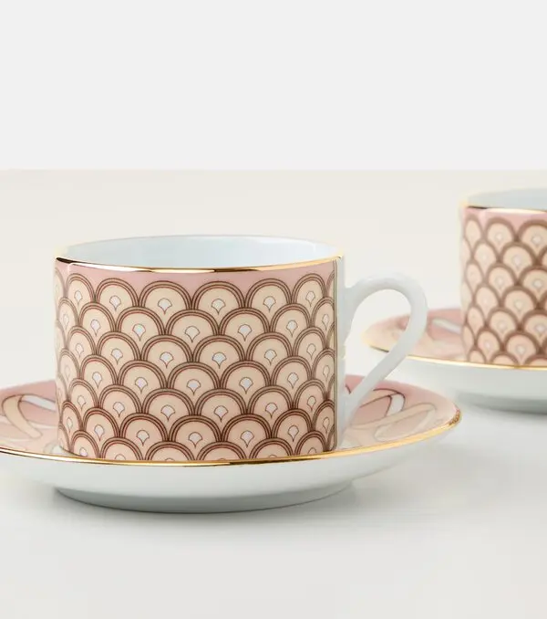 La DoubleJ Impero Set Of 2 Porcelain Teacups And Saucers