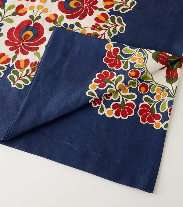 La DoubleJ Windflower Placee Linen Tablecloth - Blue