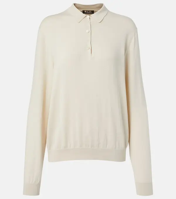 Loro Piana Ice Wish Knitted Cotton Polo Shirt - White