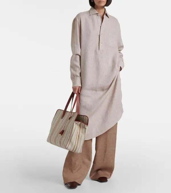 Loro Piana Lora Linen Shirt Dress - Beige