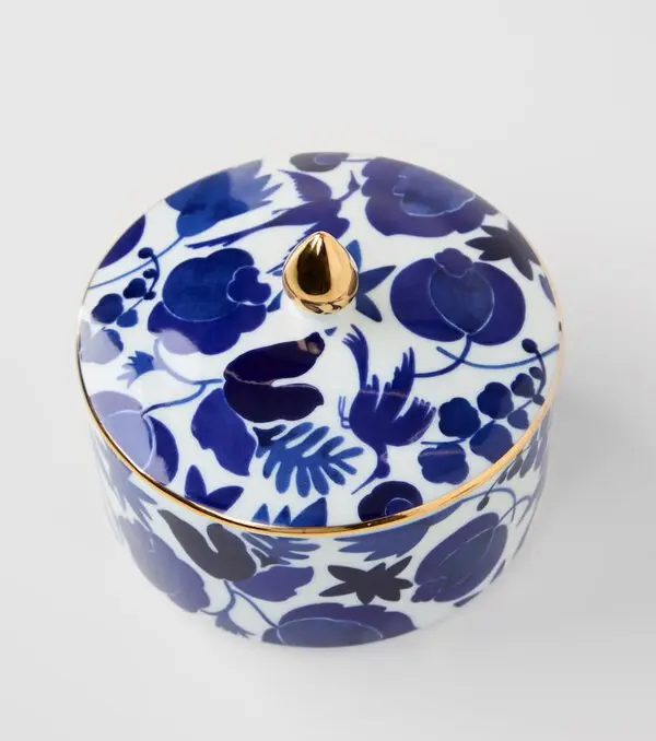 La DoubleJ Wildbird Blu Porcelain Container