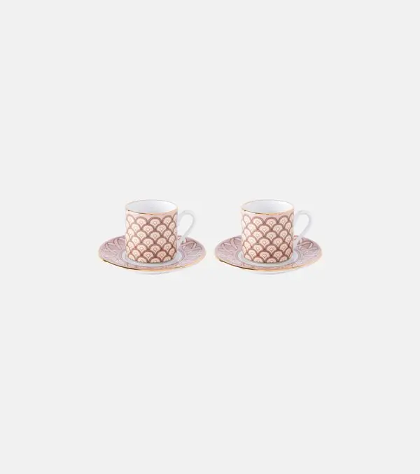 La DoubleJ Impero Set Of 2 Espresso Cups And Saucers - Multicoloured