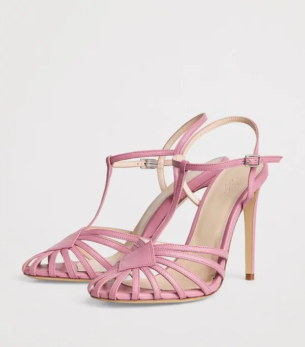 Eleventy Leather Strappy Heeled Sandals