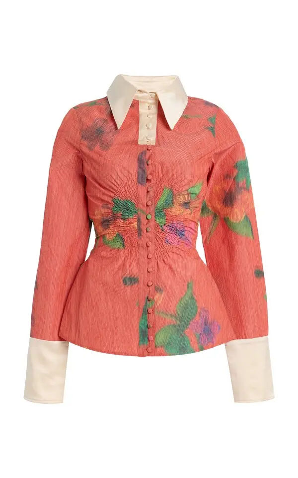 S.S.DALEY Eva Floral Cotton-ripstop Shirt - Red