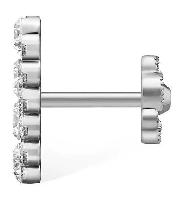 MARIA TASH Gold Invisible Set Diamond Apsara Bar Threaded Stud Earring - White