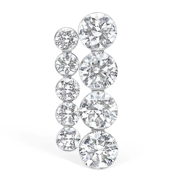 MARIA TASH Gold Invisible Set Diamond Apsara Bar Threaded Stud Earring - White