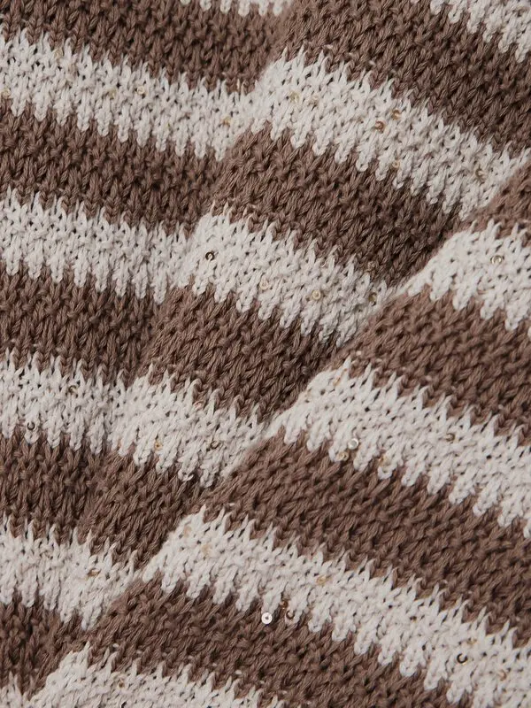 Brunello Cucinelli Sequin-embellished Striped Cotton-blend Sweater
