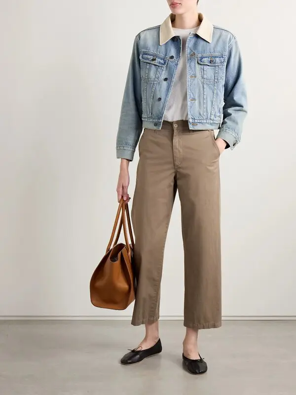 THE ROW Joras Denim Trucker Jacket With Twill Trim