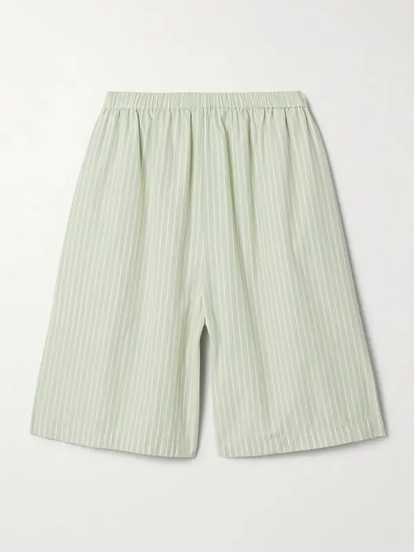 THE ROW Zinnia Striped Cotton-poplin Shorts