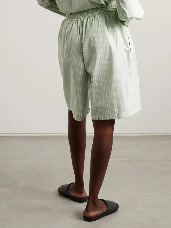 THE ROW Zinnia Striped Cotton-poplin Shorts