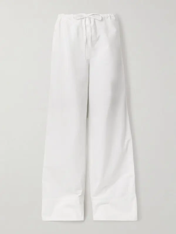 THE ROW Enea Cotton Wide-leg Pants - Neutrals