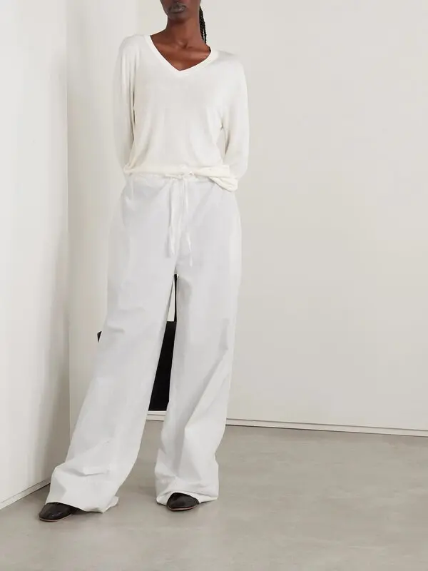 THE ROW Enea Cotton Wide-leg Pants - Neutrals