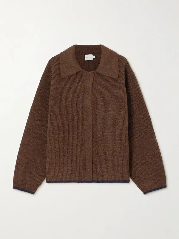 DEIJI STUDIOS Two-tone Recycled Ribbed-knit Cardigan