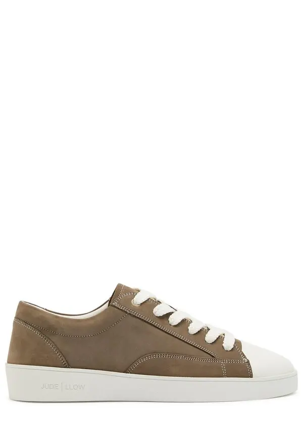 JUDE LLOW Nico Panelled Nubuck Leather Sneakers - Brown