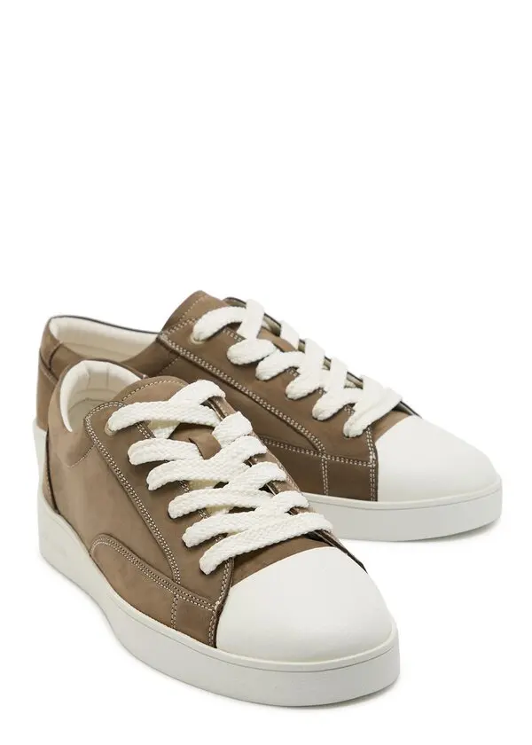 JUDE LLOW Nico Panelled Nubuck Leather Sneakers - Brown