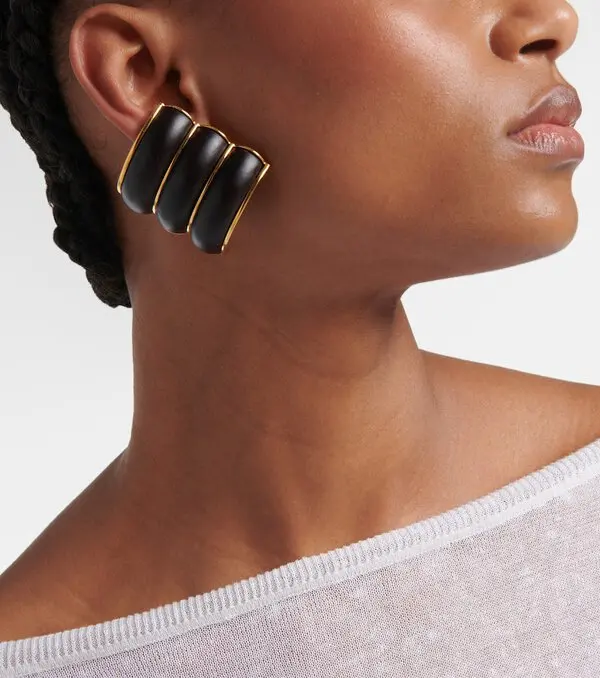 Alaïa Bumper Wooden Clip-on Earrings