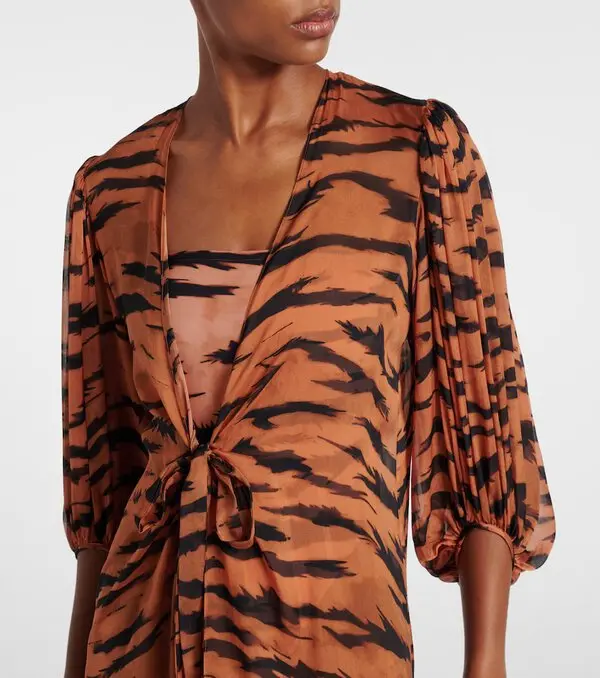 ADRIANA DEGREAS X Sabine Getty Printed Silk Kaftan