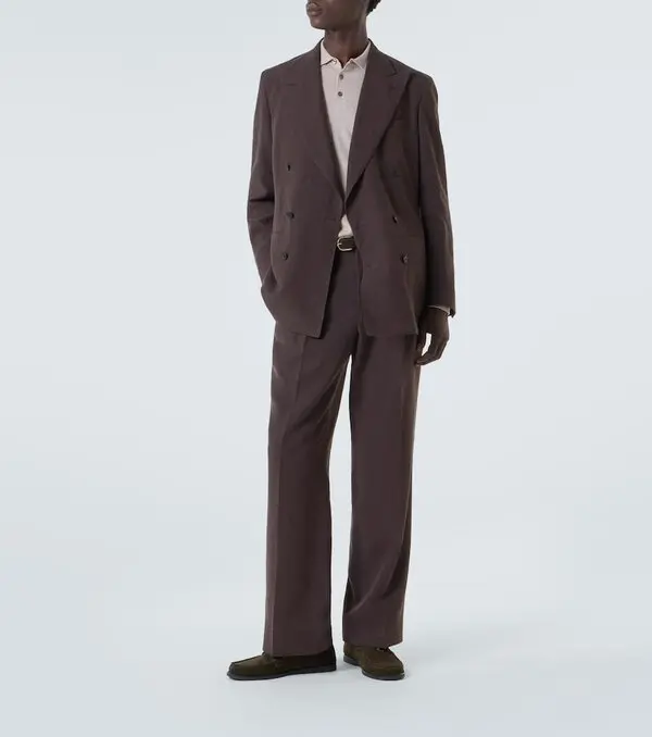 SAMAN AMEL Linen Canvas Suit Trousers