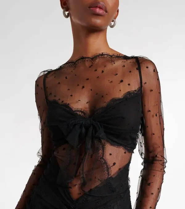 Alessandra Rich Sheer Cotton-blend Lace Gown