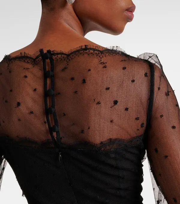 Alessandra Rich Sheer Cotton-blend Lace Gown