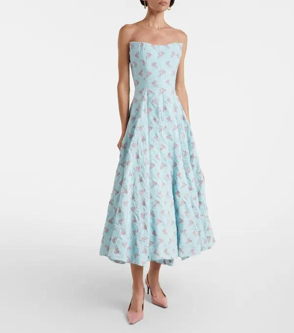 MARKARIAN Rousseau Floral Cotton-blend Midi Dress