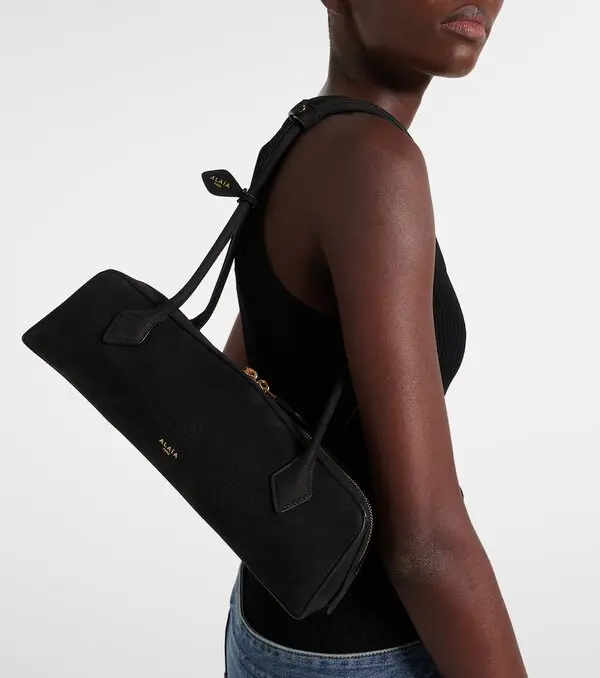 Alaïa Le Teckel Medium Suede Shoulder Bag - Black