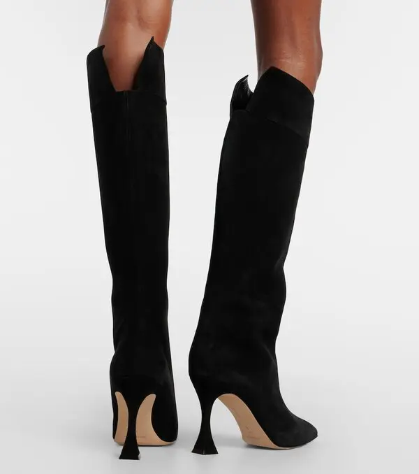 Manolo Blahnik Suede Knee-high Boots
