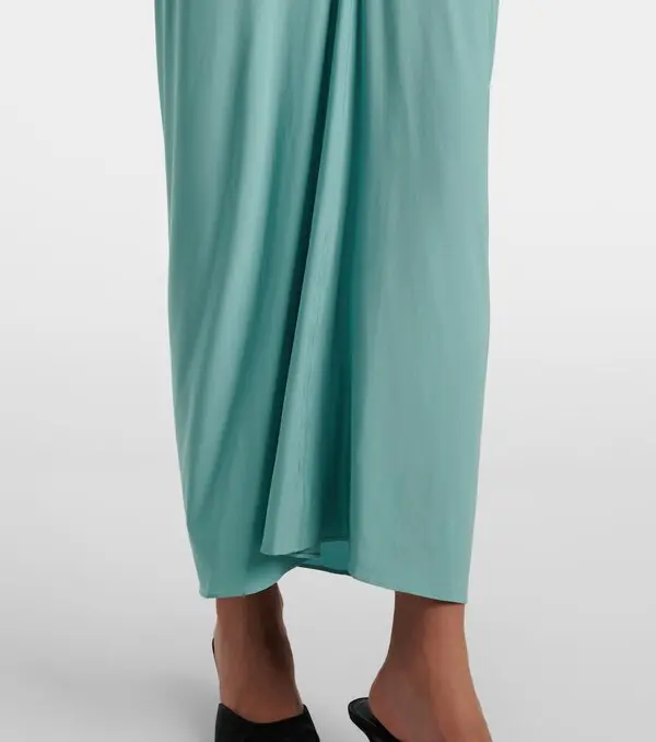 Alaïa Ruched Mock Neck Maxi Dress