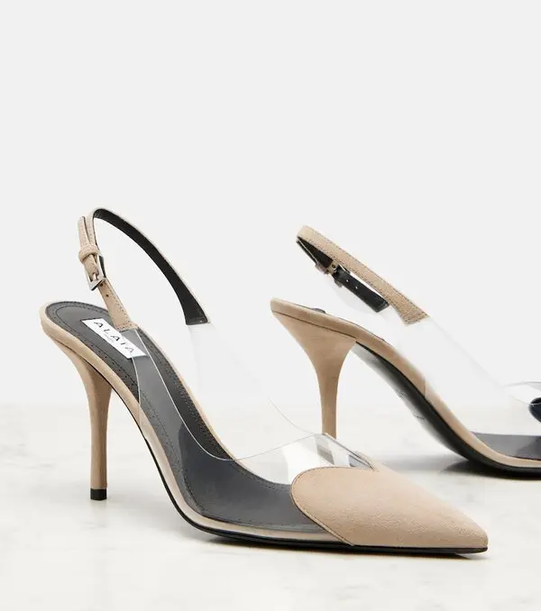 Alaïa Cour 90 Suede And Pvc Slingback Pumps - Beige
