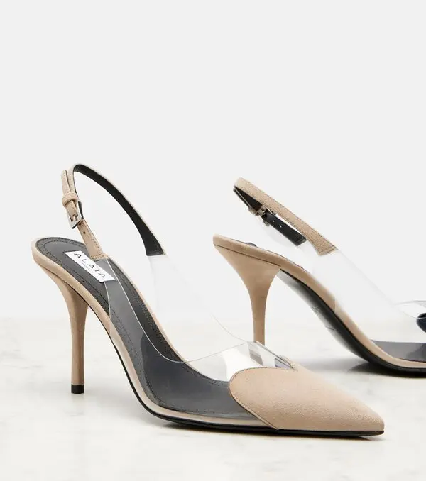 Alaïa Cour 90 Suede And Pvc Slingback Pumps