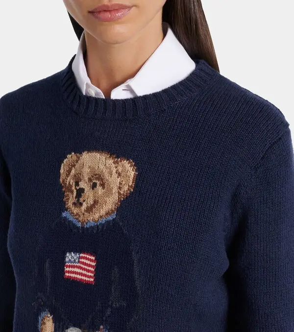 Polo Ralph Lauren Polo Bear Intarsia Cotton And Linen Sweater - Blue