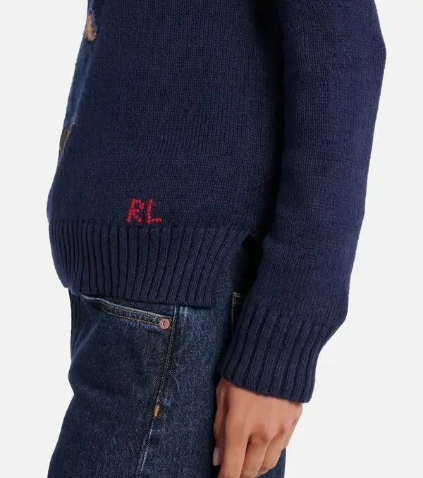 Polo Ralph Lauren Polo Bear Intarsia Cotton And Linen Sweater - Blue