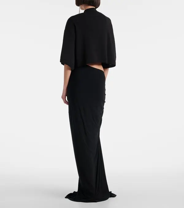Alaïa Gathered Jersey Maxi Skirt