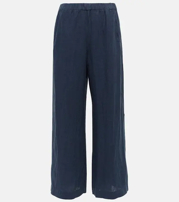 Velvet By Graham & Spencer Lola Linen Wide Leg Trousers - Blue