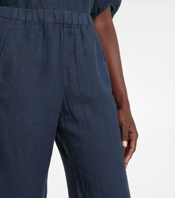 Velvet By Graham & Spencer Lola Linen Wide Leg Trousers - Blue