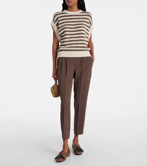 Brunello Cucinelli Sequined Striped Cotton-blend Sweater Vest