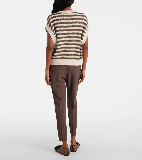 Brunello Cucinelli Sequined Striped Cotton-blend Sweater Vest