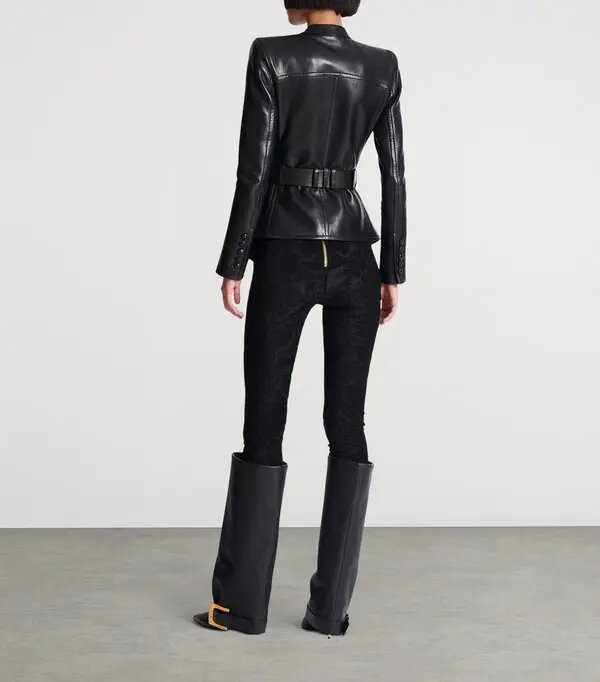Balmain Belted Leather Jacket
