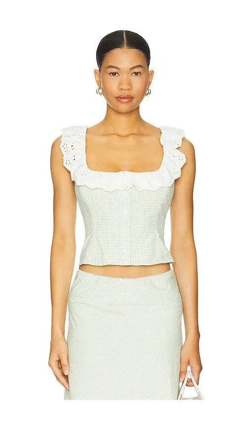 GUIZIO Gingham Paloma Lace Top