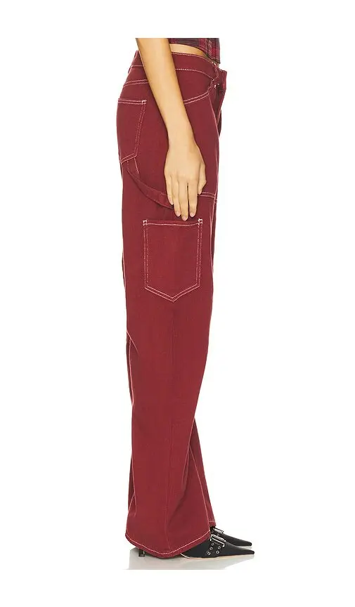 Lioness Miami Vice Barrel Leg Canvas Trousers - Red