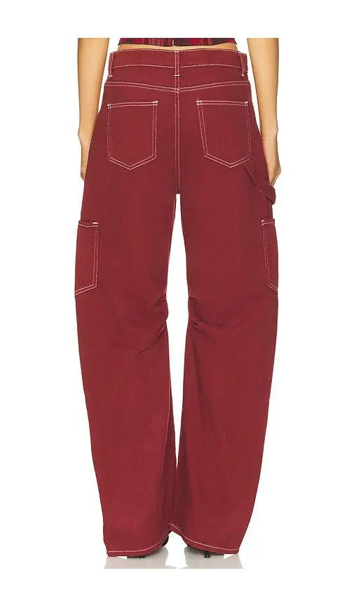 Lioness Miami Vice Barrel Leg Canvas Trousers - Red