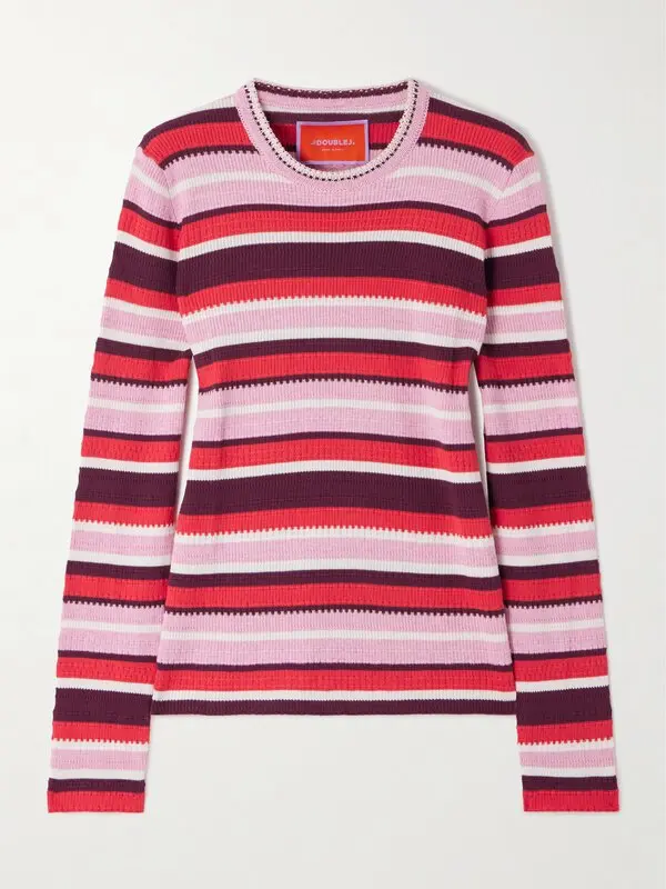 La DoubleJ Striped Ribbed Cotton And Cashmere-blend Sweater