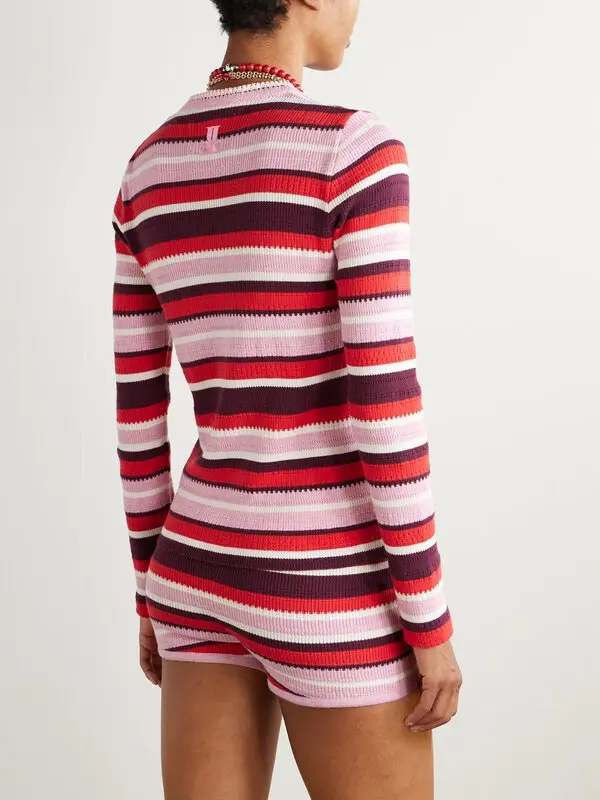 La DoubleJ Striped Ribbed Cotton And Cashmere-blend Sweater