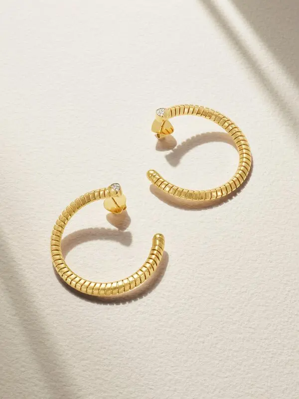 Marina B Trisolina 18-karat Diamond Hoop Earrings - Gold