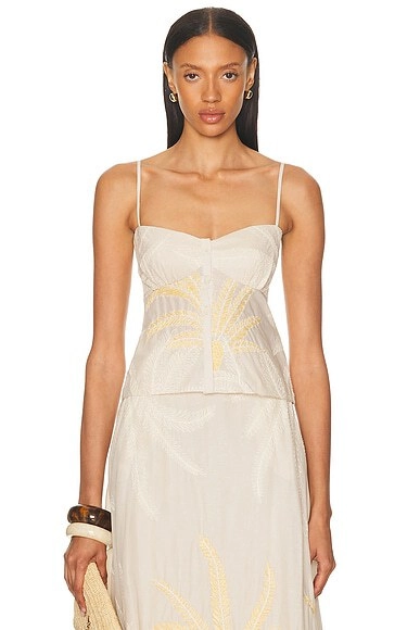 Johanna Ortiz Compas Y Palmas Embroidered Cotton Top - Ecru