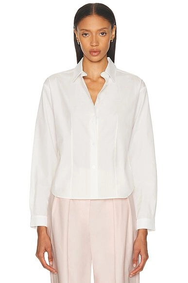 Renggli Cropped Long Sleeve Button Up Top - Bone